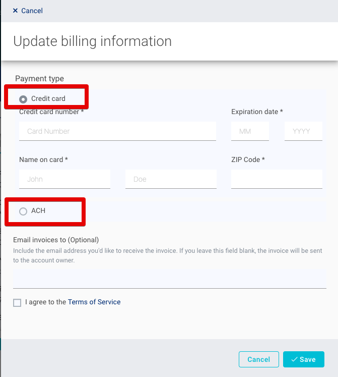 Updating payment information